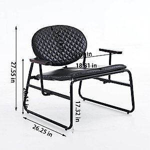 Tiophome Accent Metal Frame, PU Leather Upholstered Comfy Oval Back with Lattic, Side Leisure Lounge Arm Chairs Armchairs for Living Room, Bedroom, Black, Extra Large