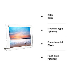 B&NN Acrylic Picture Frame Floating Look，3MM + 3MM Thickness Clear Photo Frame ，Desktop Frameless Display ，Self Standing (11x14)