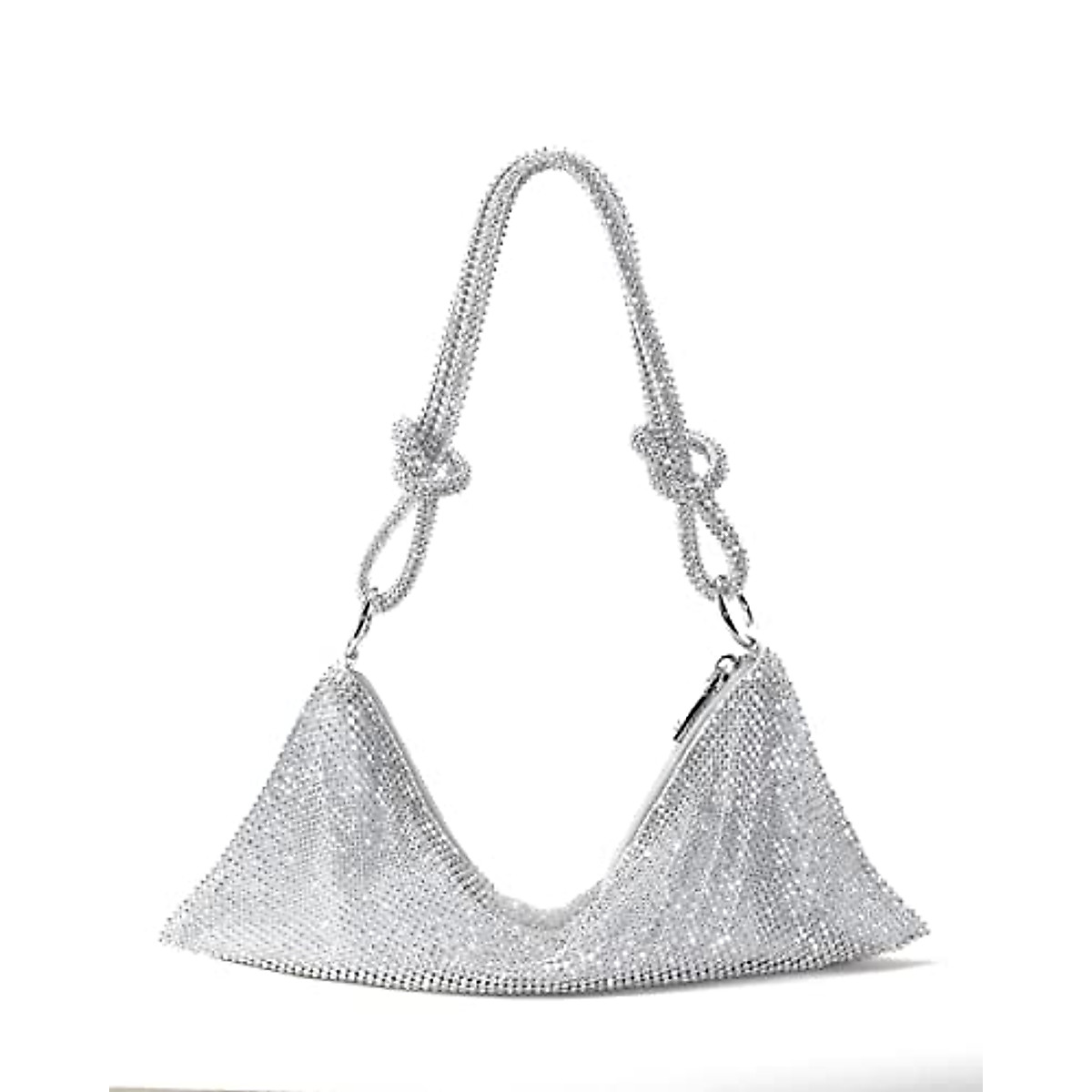 Chanrekenti Rhinestone Purse Sparkly purse for Women Silver Purse Evening Purse Rhinestones Handbags for Party Wedding (Siliver-3mm)