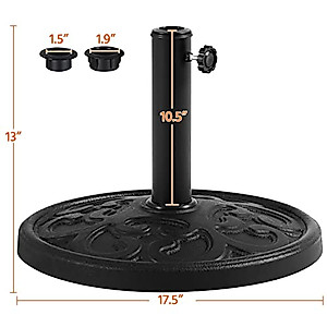Topeakmart 22lbs Umbrella Base Stand Heavy Duty Outdoor Patio Resin Umbrella Stand for Deck, Garden, Lawn - Black