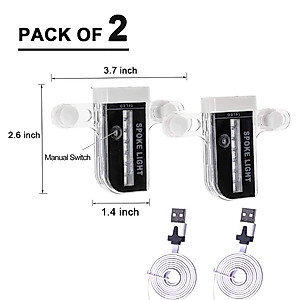 Solhice 2 Tire Rechargeable LED Bike Wheel Lights, Waterproof Bicycle Spoke Lights, 30 Patterns Cycling Tire Lights for Kids Adults Night Riding