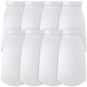 Jecery 8 Pcs 7 Inch Ring Filter Socks 200 μm Aquarium Filter Bags Fish Tank Filter Aquarium Filter Sock for Fish Tank Freshwater Saltwater Aquariums, 7 Inch Ring Diameter by 16 Inch Long