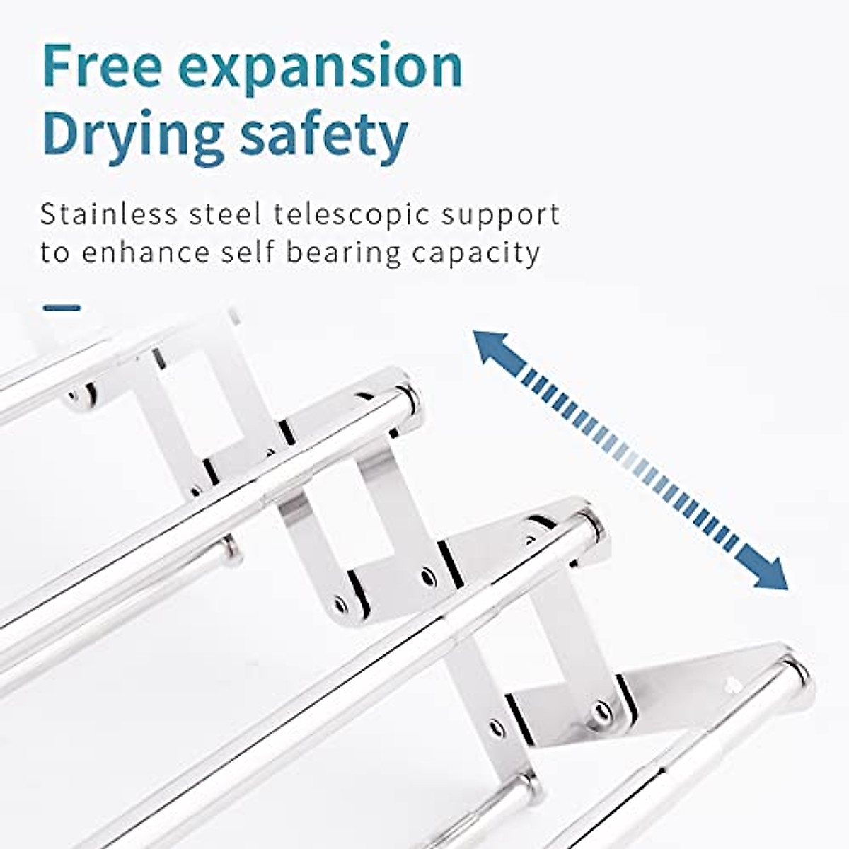 Retractable Bathroom Towel Rack with Towel Bars - Stainless Steel Wall Mounted Drying Rack - Space-Saving Huge Capacity Towel Holder