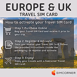 Europe UK Travel SIM Card (12 GB, 30 Days). Prepaid SIM Card w/Data & Unlimited SMS & Minutes to EU & UK Numbers. 3-in-1 Tethering/Hotspot Card. Standard, Micro, & Nano SIM Card for Unlocked Phones