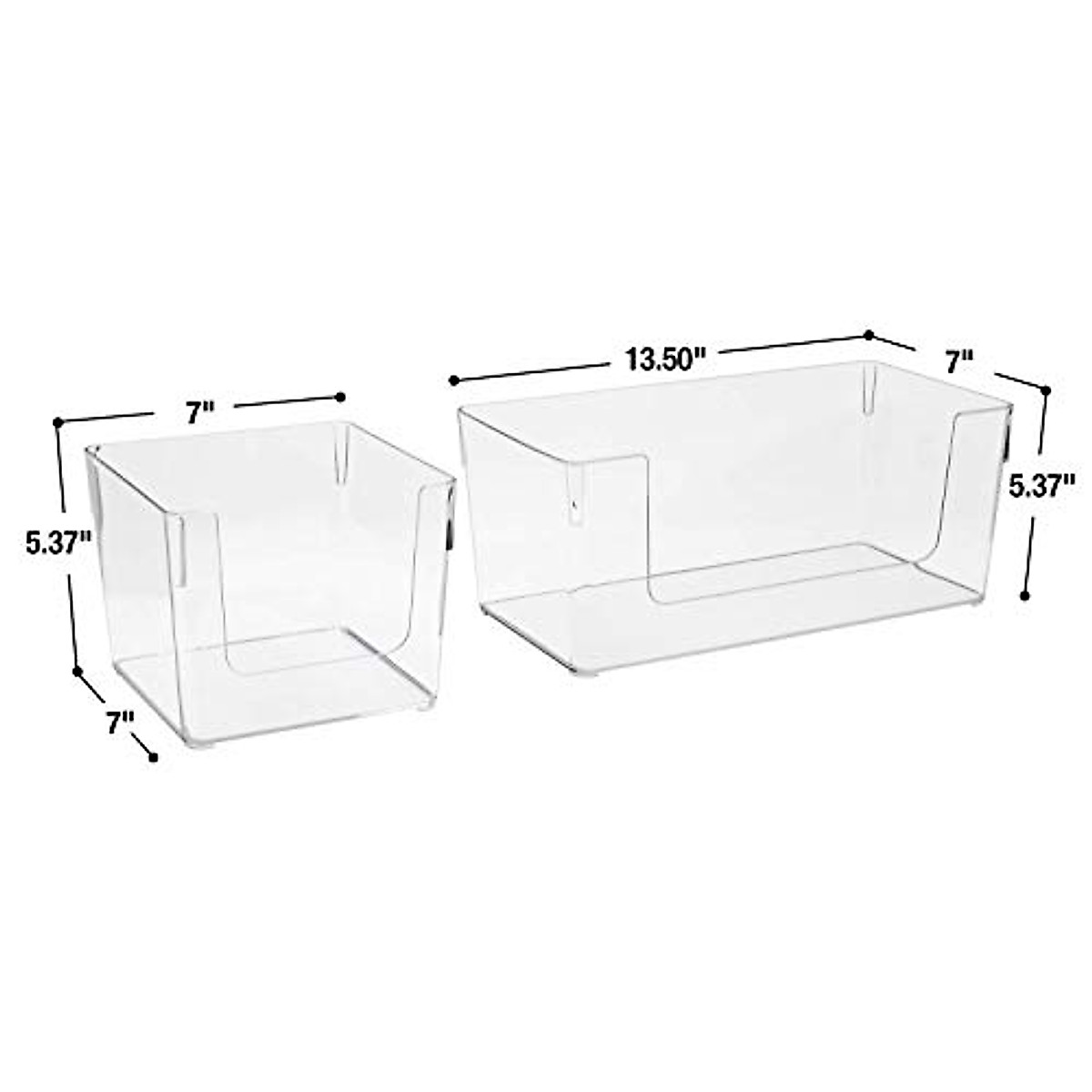 Sorbus Open Plastic Storage Bins Combo Set - Clear Pantry Organizer Box Bin Containers for Organizing Kitchen Fridge, Food, Snack Pantry Cabinet, Fruit, Vegetables, Bathroom, Square & Rectangle Set