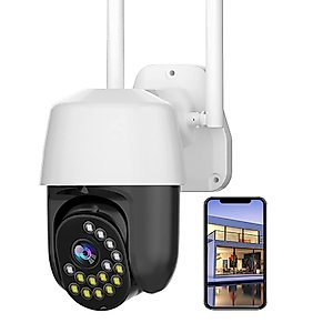 VSVABEFV PTZ WiFi Security Camera Outdoor, 1080P Home WiFi IP Camera, HD Wireless Surveillance Camera, Waterproof Two Way Audio Motion Detection Clear Night Vision Surveillance Cam