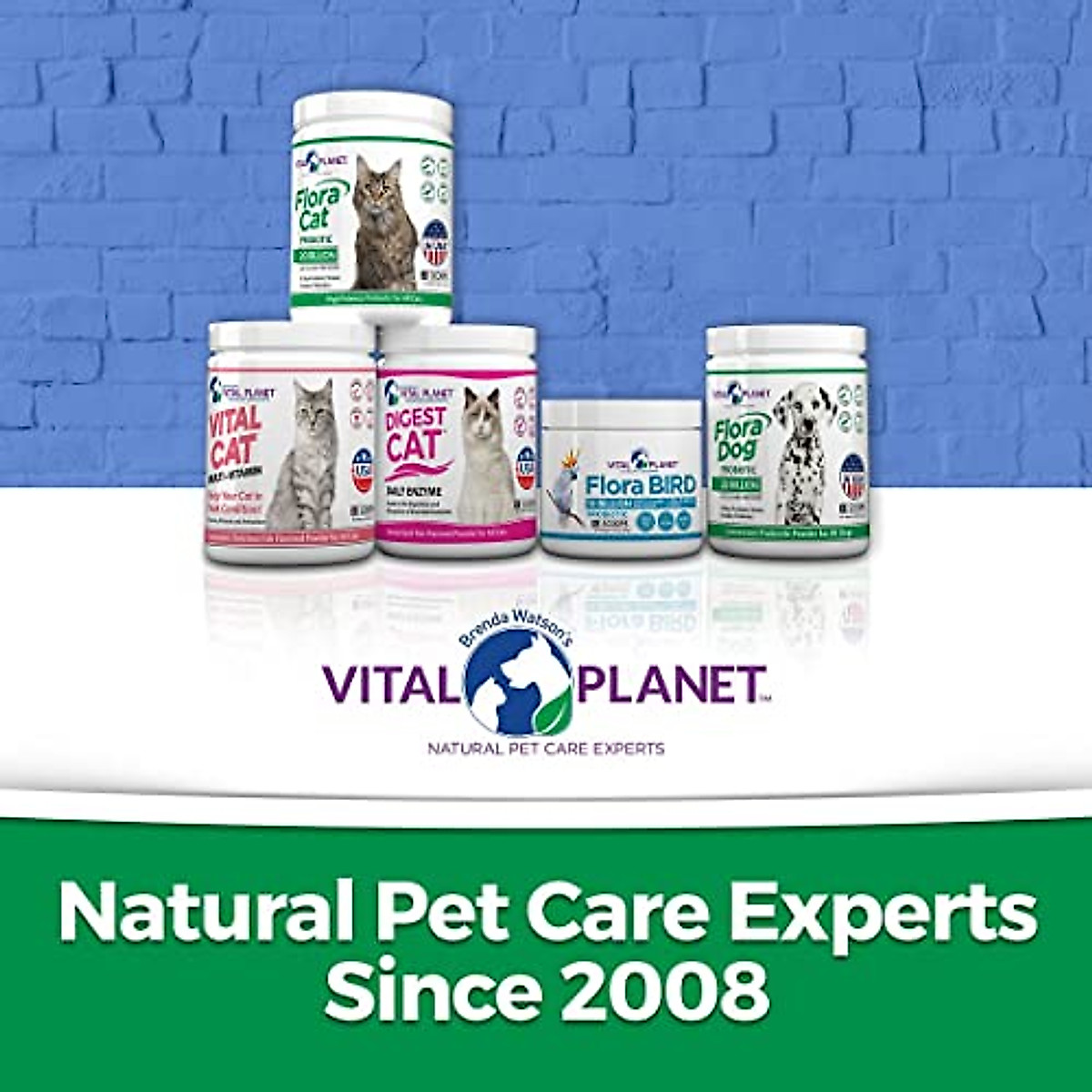 Vital Planet - Flora Cat Probiotic Powder Supplement with 20 Billion Cultures and 10 Diverse Strains High Potency Probiotics for All Cats for Feline Digestive and Immune Support 30 Scoops 3.92 oz