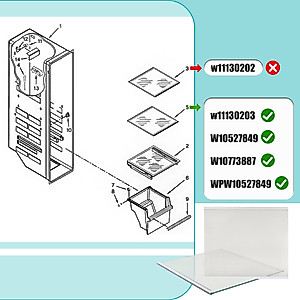 Upgraded W11130203 Freezer Shelf, Compatible with whirlpool Refrigerator WRS571CIHZ WRS571CIHZ04 WRS571CIHZ01 Freezer Glass Shelf, Replacement W10527849 W10773887 AP6262440 PS12347522 4545866