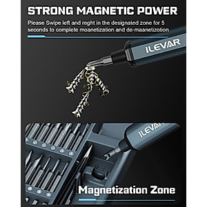 ILEVAR 68-in-1 Electric Precision Screwdriver Set - Mini Cordless Repair Tool for Eyeglasses, Laptops, Console - 5 Torque Settings, Magnetic Case, Torx & Phillips Bits
