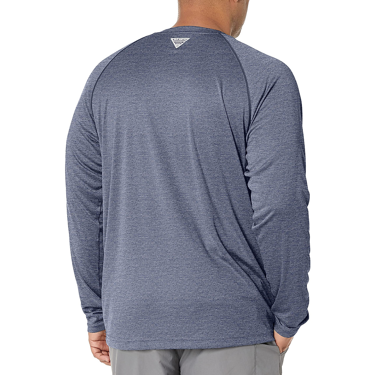 Columbia Men's PFG Terminal Tackle™ Heather Long Sleeve Shirt,Collegiate Navy Heather/White Logo,X-Large