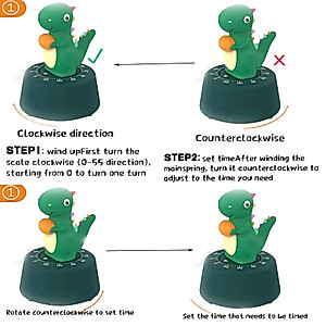 Cute Kitchen Timer Cartoon Dinosaur Timer Mechanical Counters Timer Animal Digital Countdown Timer for Housewife Office Worker Student (Dark Green)