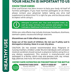 Olive Leaf Extract (Non-GMO) Super Strength: 20% Oleuropein - 750mg - Vegetarian - Immune Support Supplement, Skin Health, and Powerful Antioxidants Supplement - No Oil or Liquid - 60 Capsules