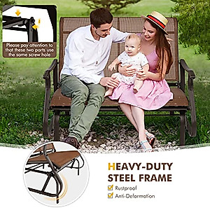 Giantex Outdoor Glider Bench Chair - Extra-Large 2 Person Loveseat with Breathable Fabric, Steel Frame, 660lbs Weight Capacity Swing Chair for Lawn, Yard, Poolside, Garden, Patio Swing Glider Chair