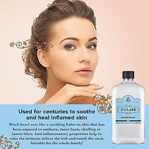 St Clare Alcohol Free Witch Hazel Facial Toner - Organic Witch Hazel Toner with Aloe Vera for Face and Skin - Witch Hazel Alcohol Free and Fragrance Free, Unscented Toner Witch Hazel, 16 Ounce