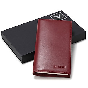 HISCOW Supple Leather Checkbook Cover with Free Divider - Italian Calfskin (Wine Red)