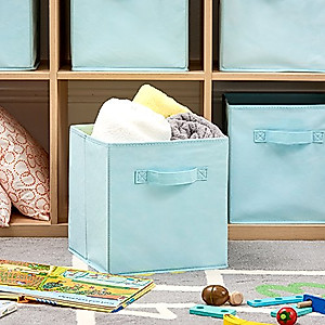 EZOWare Set of 12 Foldable Basket Bin Collapsible Storage Cube For Nursery, Kids Toys Organizer, Shelf Cabinet - ( Purple + Light Blue)