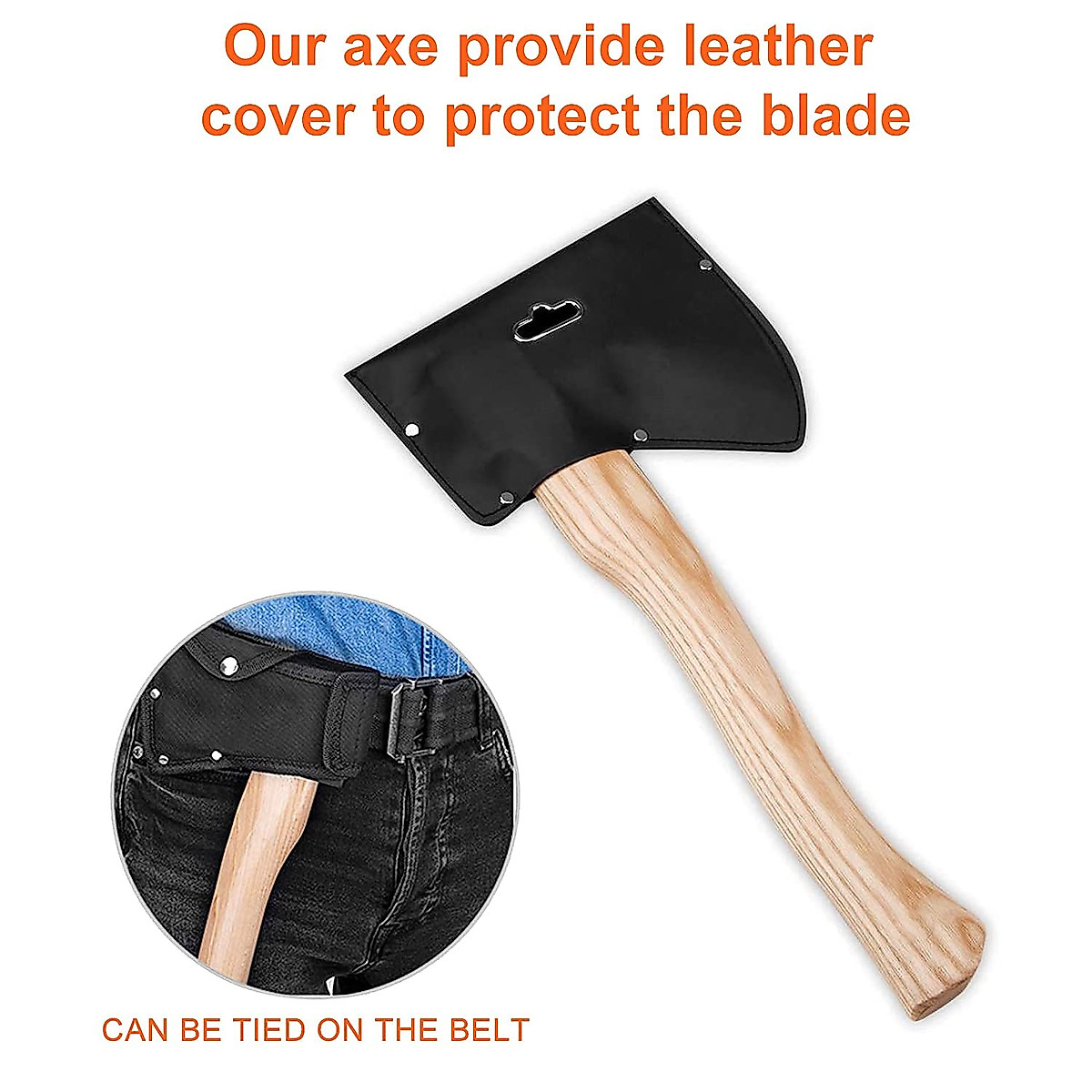 Camping Axe, 15inch Outdoor Hatchet Chopping Axe for Wood Splitting and Kindling, Camping Outdoor Hatchet Gardening Hand Tools with Sheath(Black)