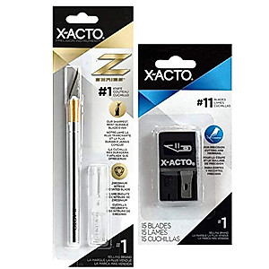 X-ACTO Z Series #1 Knife with Safety Cap and Nonrefillable Blade Dispenser with 15 Blades