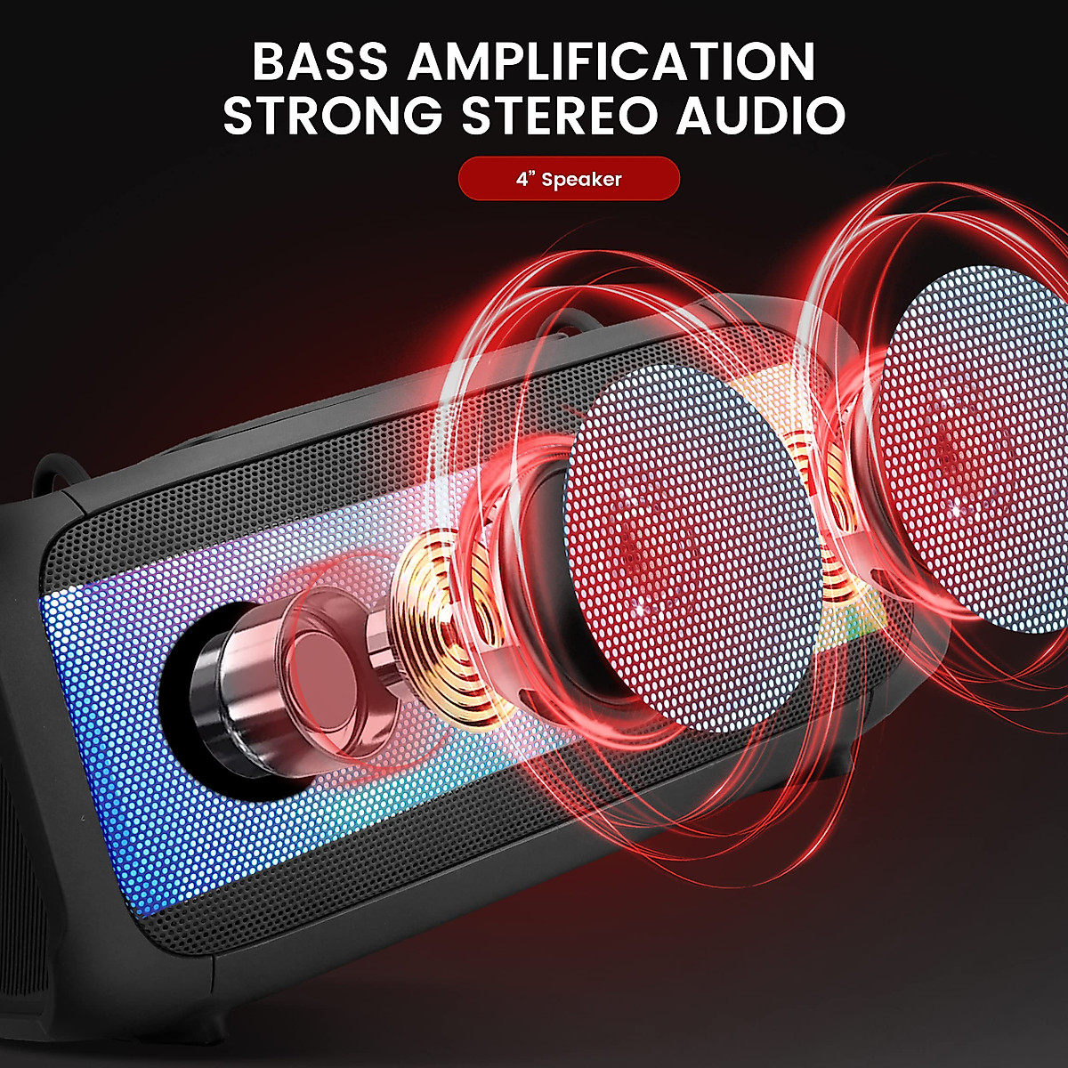 Pyle Wireless Portable Bluetooth Boombox Speaker - 120W Rechargeable Boom Box Speaker Portable Barrel Loud Stereo System - Flashing LED, FM Radio/Aux/MP3/USB Flash Drive/Micro SD, & 1/4" PPHP42B,Black