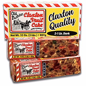 Claxton Fruit Cake - 2-1 Lb. DARK Recipe - Each Cake Individually Wrapped For Freshness