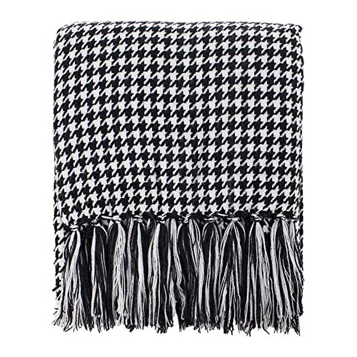 Fennco Styles Houndstooth Fringe Soft Throw Blanket - 50"x60"