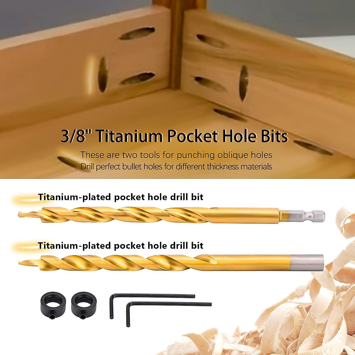 GDDGHS Pocket Hole Jig Kit Woodworking, Pocket Screw Jig with Drill Bits, Drill Jig for Angled Holes, Pocket Jig Hole Kit, Dowel Jig Kit Woodworking Tools