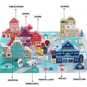 LENNYSTONE Wooden Building Blocks for Toddlers, Kids City Construction Stacking Creative Toys, Preschool Learning Education Block for Boys Girls Ages 2 3 4 5 (120 pcs)