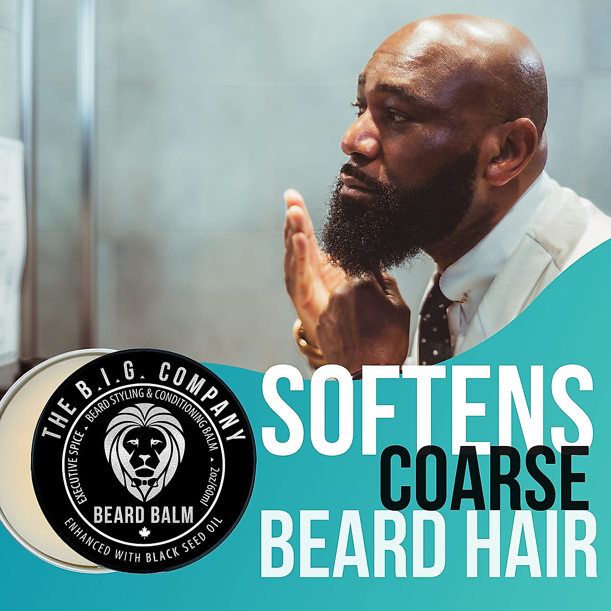 B.I.G. Company Beard Balm for Men - Light Weight Beard Wax with Good Hold, Styling, Control and Deep Conditioning of Beard Hair - Promotes Natural Beard Growth