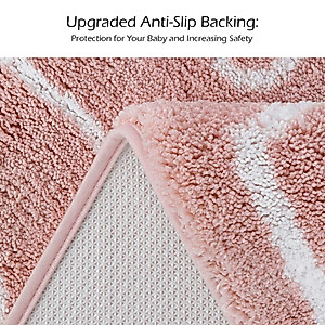 LIVEBOX Hopscotch Kids Runner Rug 28’’x 71’’, Soft Plush Play Mat Non-Slip Garden Numbers Collection Educational & Fun Throw Rugs for Boys&Girls Playroom Bedroom Best Shower Gift (Pink)