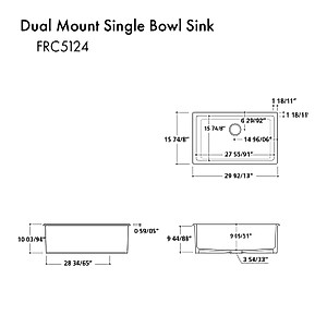 ZLINE 30" Rome Dual Mount Single Bowl Fireclay Kitchen Sink with Bottom Grid in White Gloss (FRC5124-WH-30)