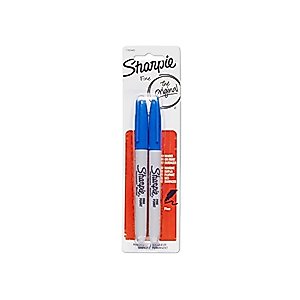 Sharpie Permanent Markers, Fine Point, Blue, 2-Pack (1765449)