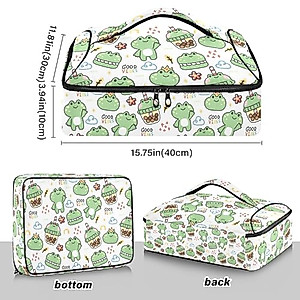 Kcldeci Insulated Thermal Food Carrier Insulated Casserole Carrier for Hot or Cold Food,Cute Frog (2) Insulated Tote Bag for Potluck Cookouts Parties Picnic,Lasagna Lugger