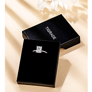 TIGRADE 4CT Engagement Ring for Women Radiant Cut Cubic Zirconia Wedding Band CZ Promise Anniversary Ring Size 3-13, Silver, Size 6