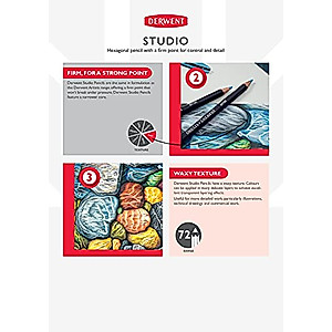 Derwent Studio Colored Pencils, 3.4mm Core, Metal Tin, 12 Count (32196)