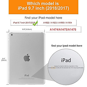 Case for iPad 6th/5th Generation 9.7 Inch 2018/2017 Release, Premium PU Leather Folding Stand Multiple Viewing Angles TPU Protective Cover, Magic Map Vintage