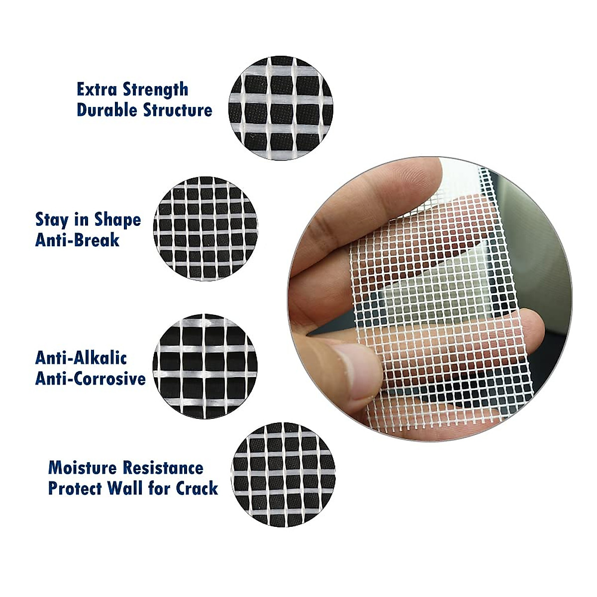 LLPT Drywall Repair Fiberglass Tape 4” x 100 Feet Industrial Grade Extra Strength Fiber Mesh Heavy Duty Self Adhesive for Seam Patch Wall Crack Seam Repair Color White (DRF410)