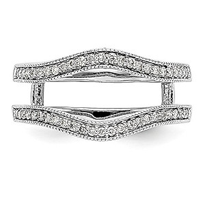 Solid 14K White Gold Engagement Wedding Ring Diamond Guard Size 7.5 (.24 cttw.)