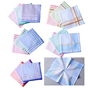 La closure Women Woven Stripe Handkerchiefs Wedding Party Cotton Hankies 12PCS