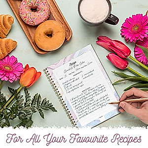 A5 Marble Recipe Book with Diamond Pen, Recipe Book to Write Your Own Recipes Sticker Dividers, Blank Recipe Book with Insides Pockets, Recipe Notebook, Recipe Books, Recipe Journal (Pink)