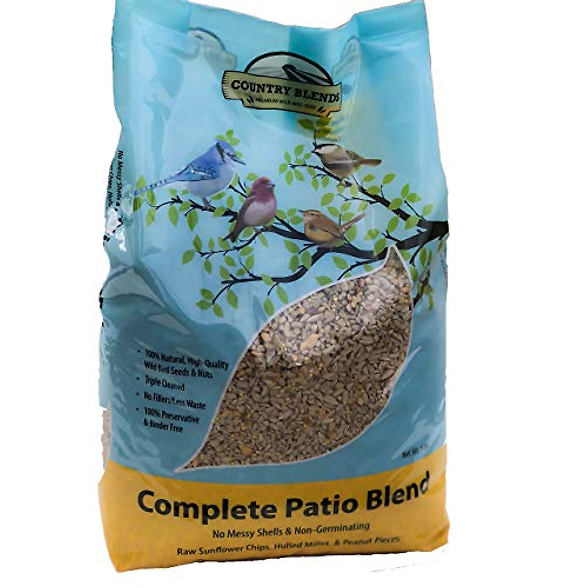 Country Blends Complete Patio Blend, 5 lbs Bag - Wild Bird Food Seed and Nut Mix