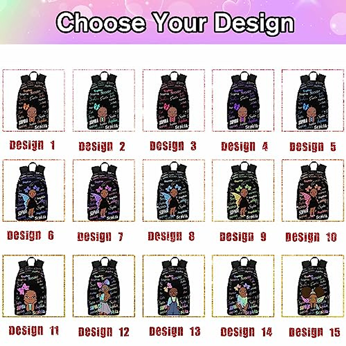 InterestPrint Backpack Little Princess Glitter Gold Bookbag School Backpack for Girls Boys Backpacks Canvas Light Laptop Bag