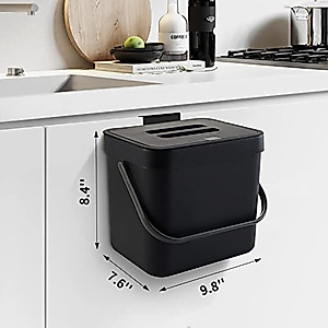 FODISU Small Garbage Can with Lid 1.8 Gallon Wall-Mounted Trash Can, 7 Liter Hanging Trash Can for Kitchen Cabinet Door, Under Sink Garbage Can, Countertop Compost Bin for Bathroom, Kitchen