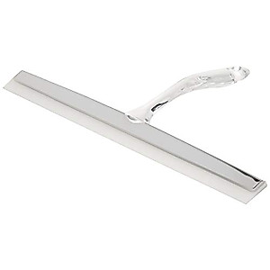 iDesign Zia Metal and Plastic Bathroom Squeegee for Shower, Glass Doors, Floors, Mirrors, with Suction Hook Holder , 12 Inches, Clear and Stainless Steel