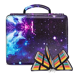 homicozy Galaxy Colored Pencil Case-168 Slots Pencil Case Organizer with PU Leather Cover Suitable for Pens Markers Colored Pencils,Portable Large Capacity Pencil Holder for Artist,Adults
