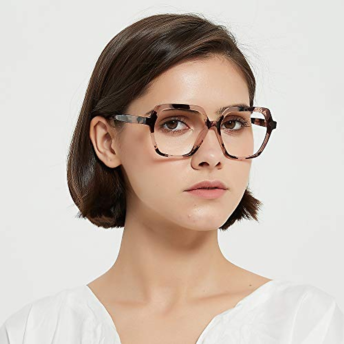 REECKEY Blue Light Glasses for Women, Computer Glasses Women Blue Light Blocking, Oversized Blue Light Filter Glasses, Gaming Glasses, Anti Blue Light Glasses, Square Eye Glasses (Pattern)