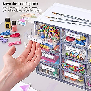 Arteza Desk Drawer Organizer, Multipurpose 12-Drawer Cabinet for Makeup Storage, Tools, and Art Supplies, 9.21in x 16.22in x 12.79in