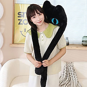 Long Cat Plush Pillow,39" Cute Black Cat Stuffed Animals Kawaii Soft Plushies,Big Plush Toys Gift for Girlfriend Kids