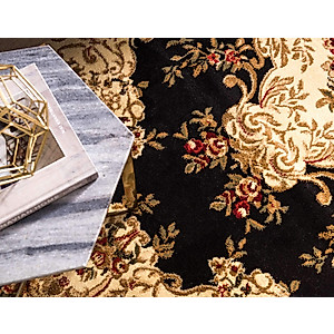 Unique Loom Versailles Collection Traditional Classic Medallion Motif Area Rug (9' 0 x 12' 0 Rectangular, Black/ Ivory)