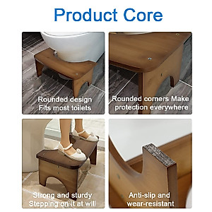 Squatting Toilet Stool for Adults, 6.5" Toilet Stool Squat Adult for Bathroom,Bamboo Potty Stool with Non-Slip Mat Toilet Step Stool - Halloween Decorations Healthy Gifts for Adults Kids Seniors.Brown