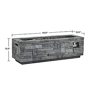 Real Flame CT0003LP-GLS Ledgestone Rectangle Fire Pit, Grey